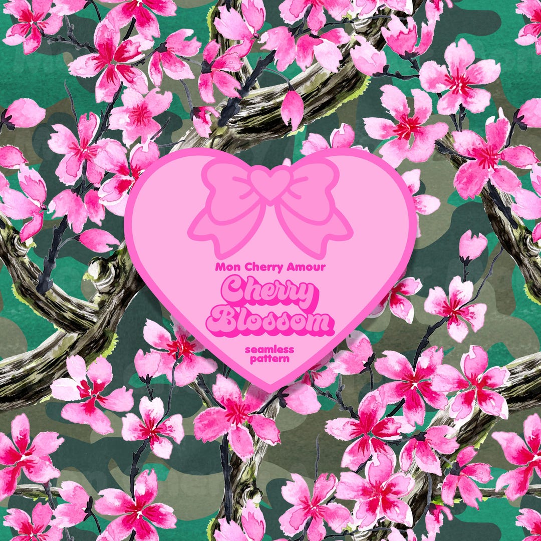 Cherry Blossom Camo Seamless Pattern Floral Tree Camouflage Hunting ...
