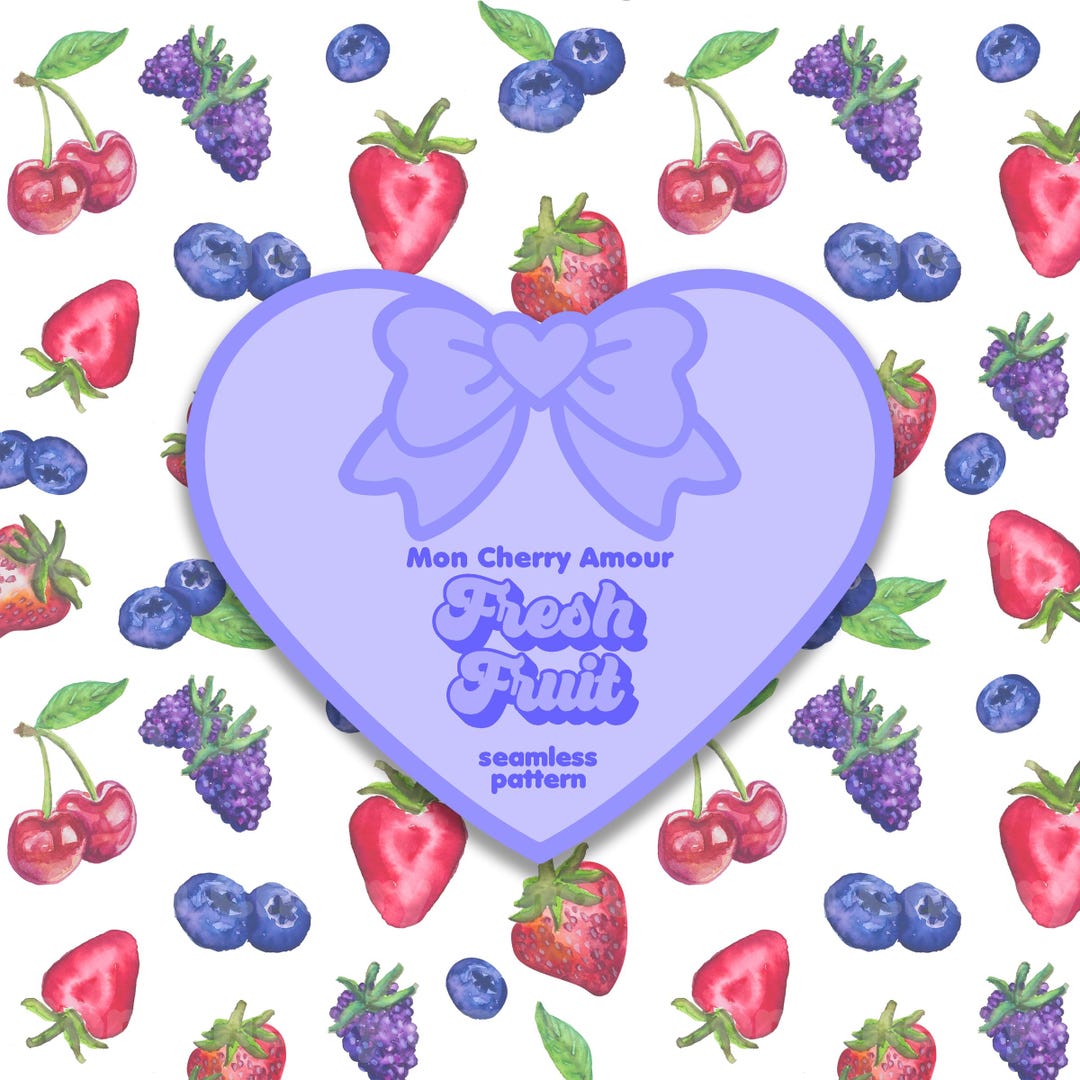 Hand Painted Summer Fruits Seamless Pattern Preppy Watercolor Cherry ...