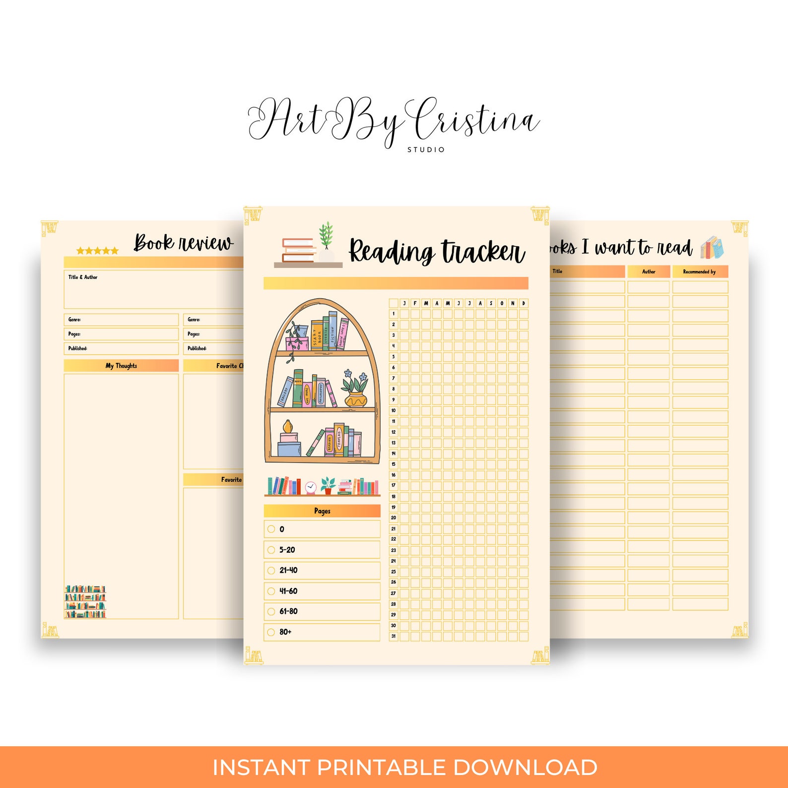 Digital Reading Journal, Printable Reading Log, Book Tracker, Reading ...