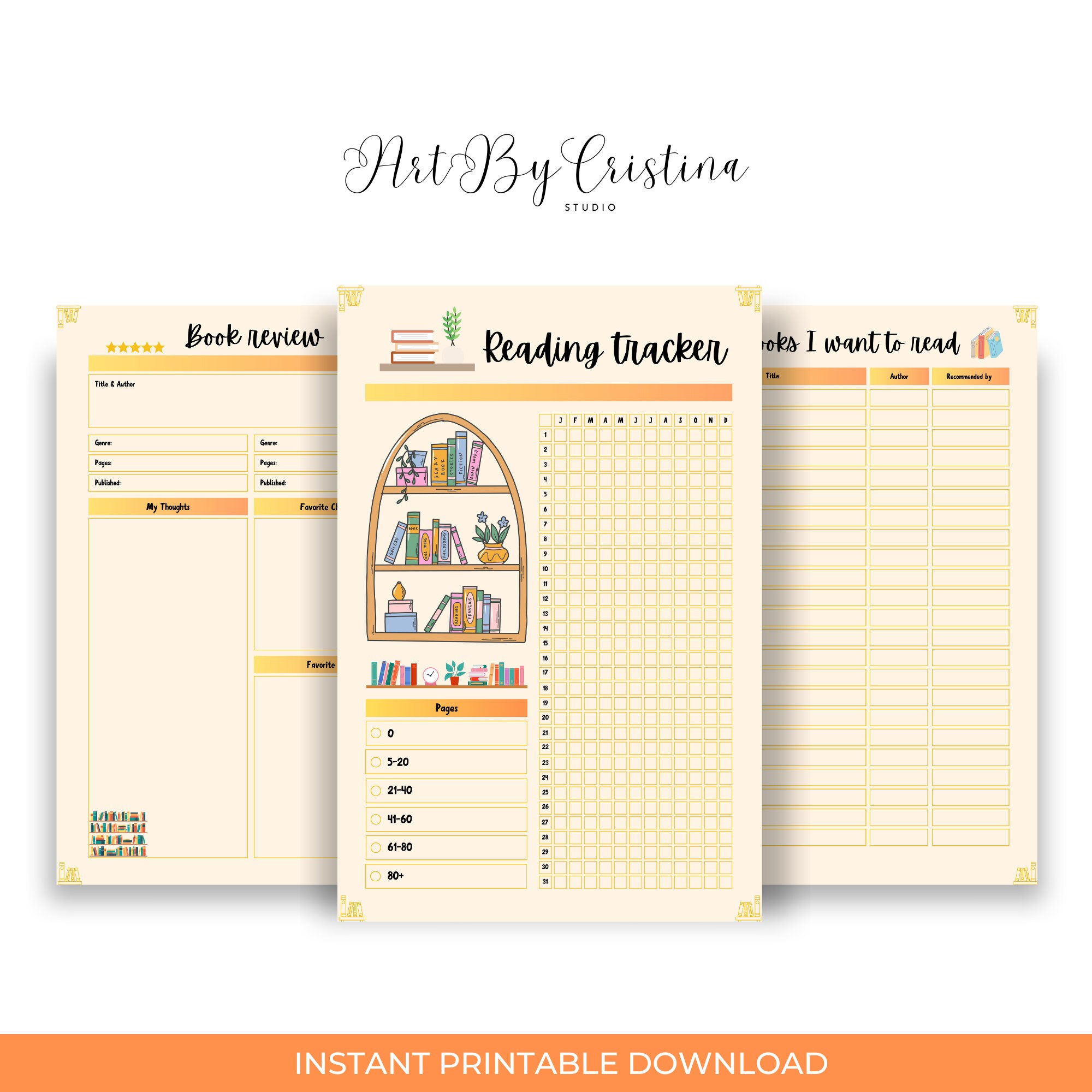 Digital Reading Journal, Printable Reading Log, Book Tracker, Reading ...