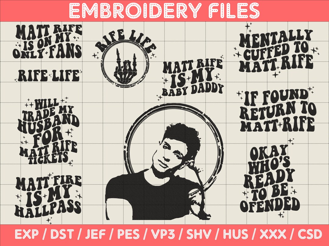 Matt Rife Bundle 10 Embroidery Files Funny Quotes Matt Rife - Etsy