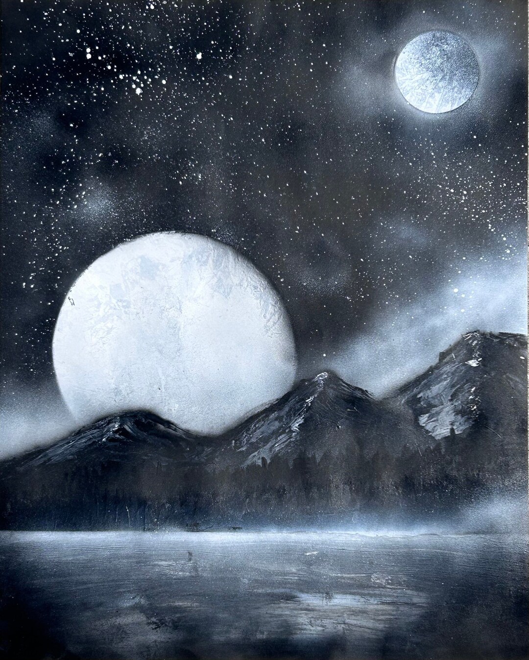 B&W Landscape | Spray Paint Art - Etsy