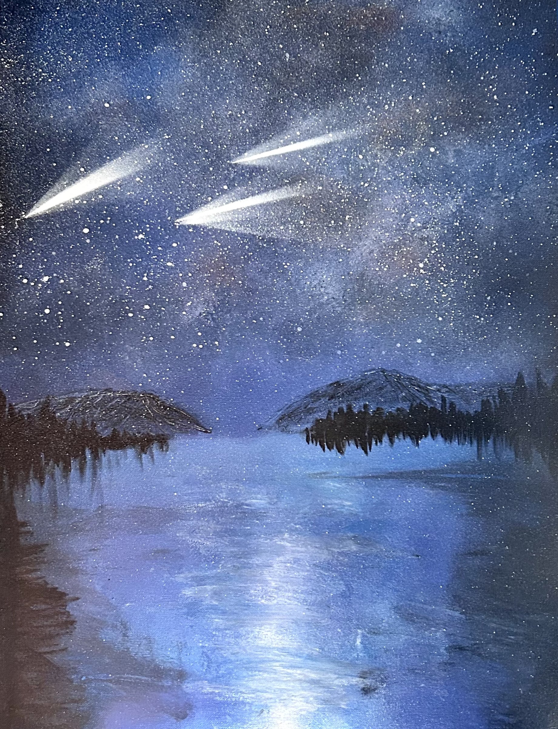 Shooting Star Landscape | Spray Paint Art - Etsy