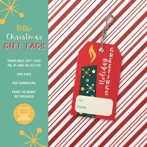 Printable Christmas Gift Tags Retro Set of 9 Christmas Gift Tags Retro ...