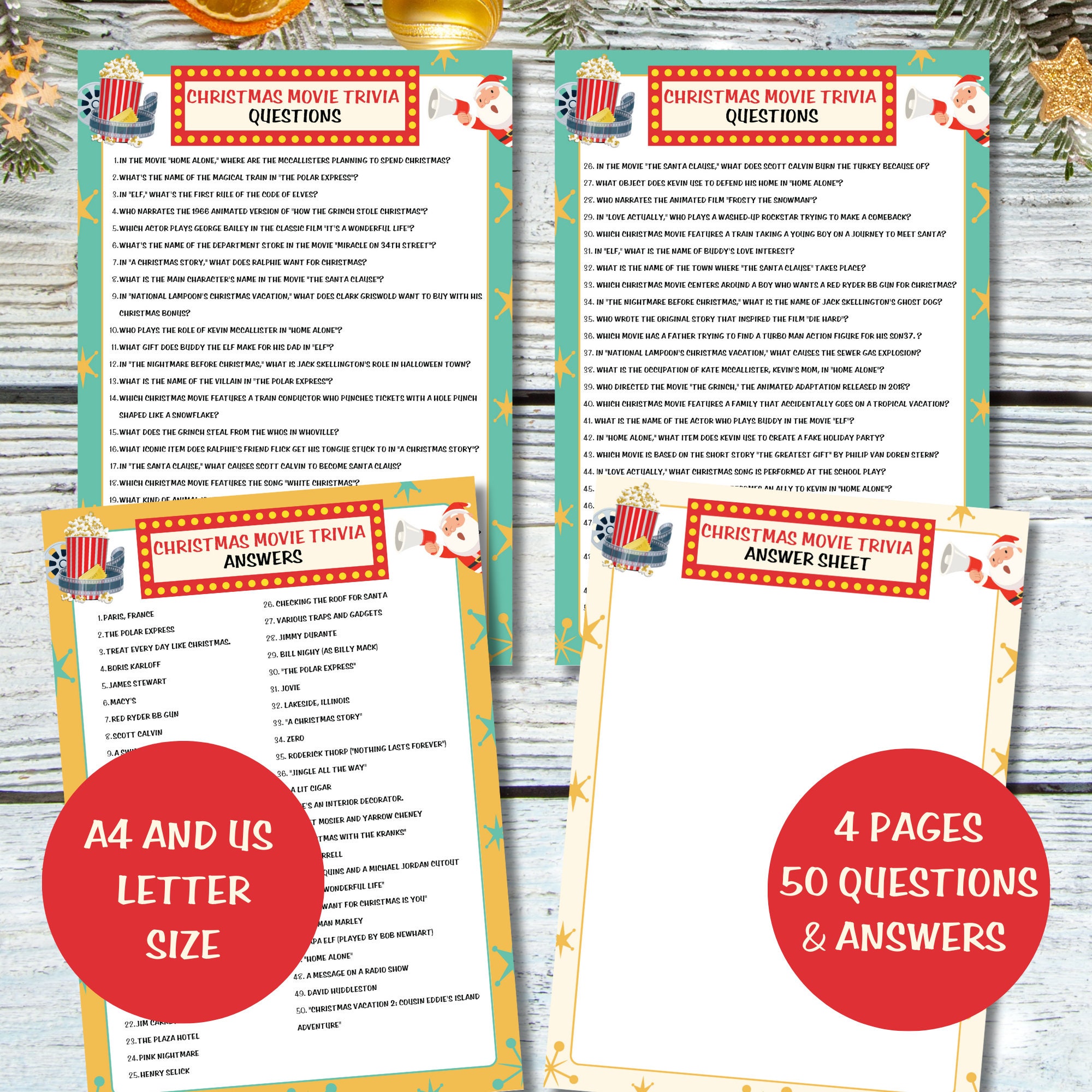 Christmas Movie Trivia Game | Family Christmas Games | Printable ...