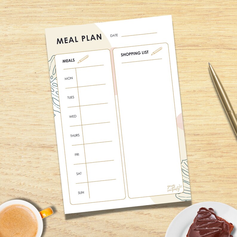 Printable Meal Planner and Grocery List A4,A5,US Letter, Instant ...
