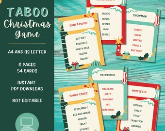 116 Christmas Taboo Game Cards Printable Christmas Party - Etsy