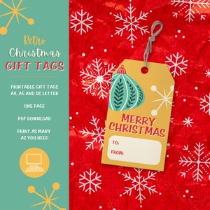 Printable Christmas Gift Tags Retro Set of 9 Christmas Gift Tags Retro ...