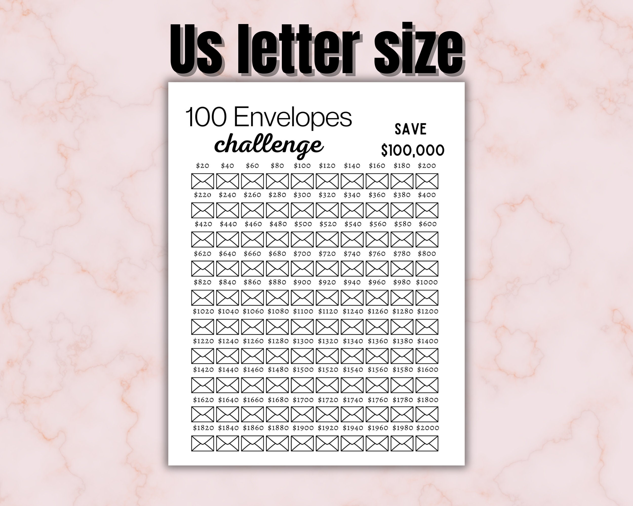 100000 Savings Challenge 100k Savings Challenge 100 Envelope - Etsy