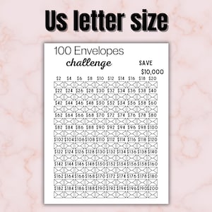 10k 100 Envelope Challenge Printable, 10,000 Savings Tracker, 10k ...