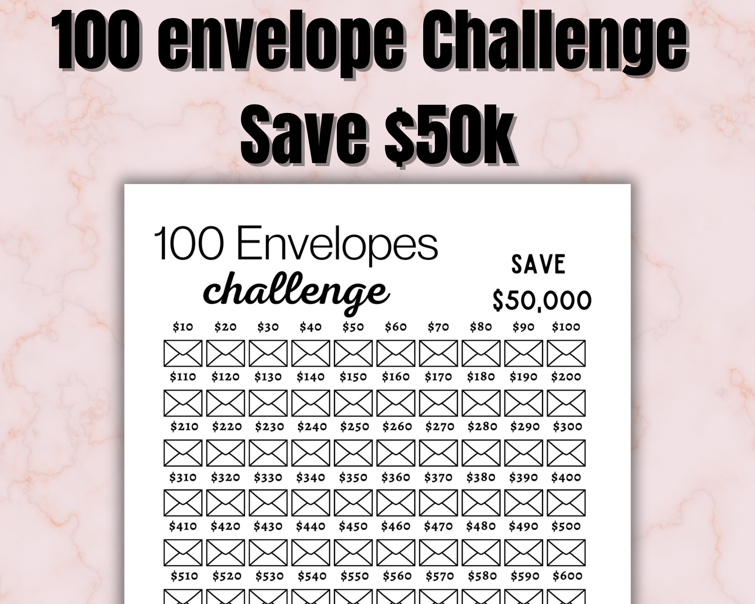 50K 100 ENVELOPE CHALLENGE Printable , 50 000 Savings Challenge, 50K ... 50K 100 ENVELOPE CHALLENGE Printable , 50 000 Savings Challenge, 50K ...