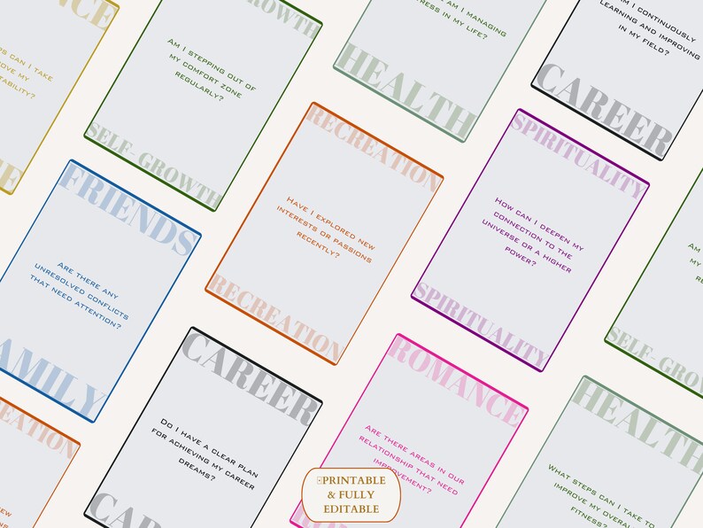 Wheel of Life Card Life Assessment Tool Self-reflection Card Life ...