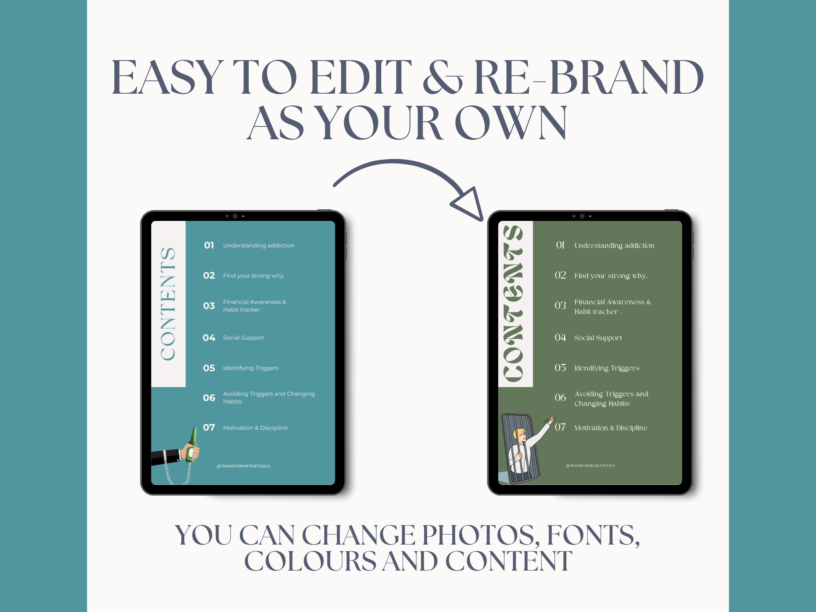 Addiction Recovery Workbook Template Overcome Addiction Counselling ...