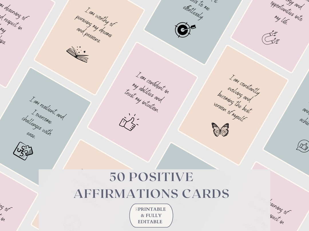 Positive Affirmations Printable Cards Inspirational Quote - Etsy