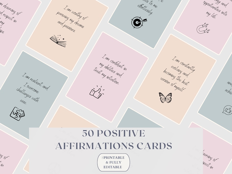 Positive Affirmations Printable Cards Inspirational Quote - Etsy