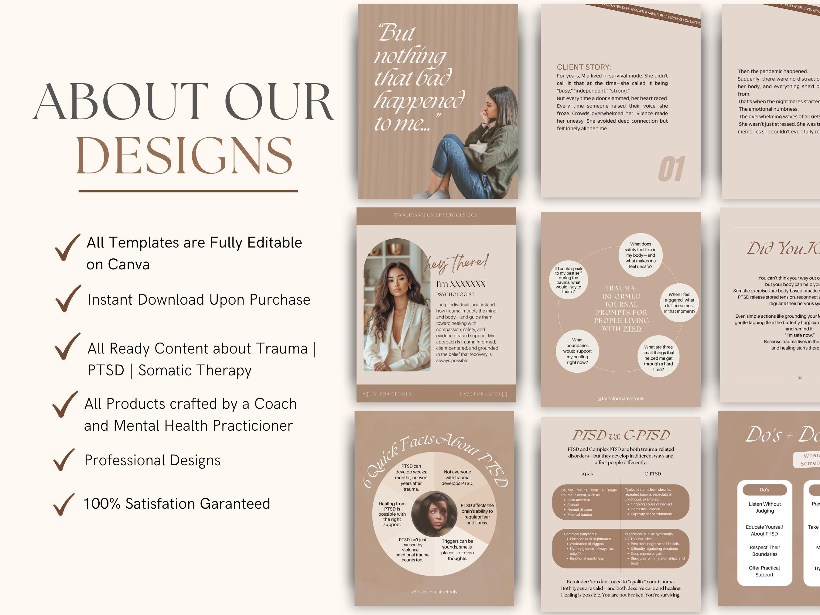 Trauma Therapy Instagram Templates: Beige Mental Health Posts - Etsy