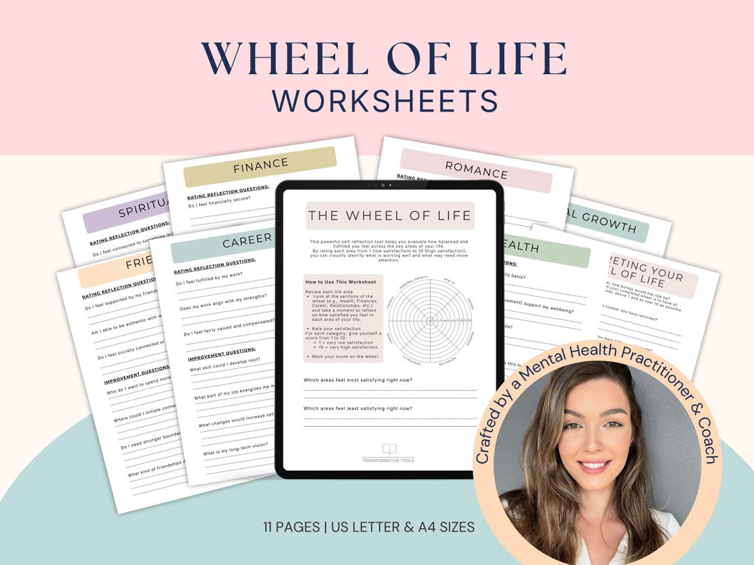 Wheel of Life Printable Workbook | Life Balance Assessment Worksheet ...