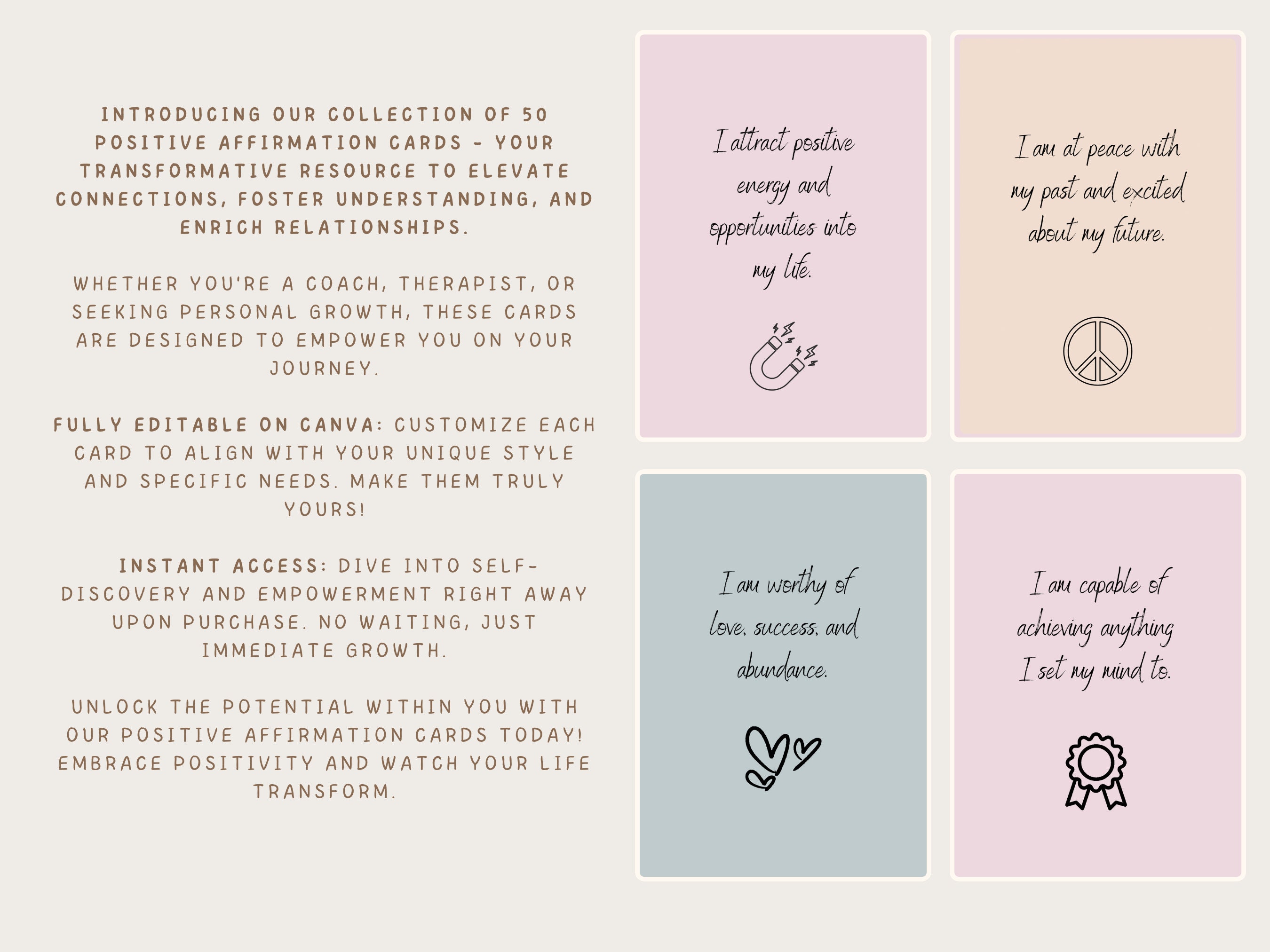 Positive Affirmations Printable Cards Inspirational Quote - Etsy