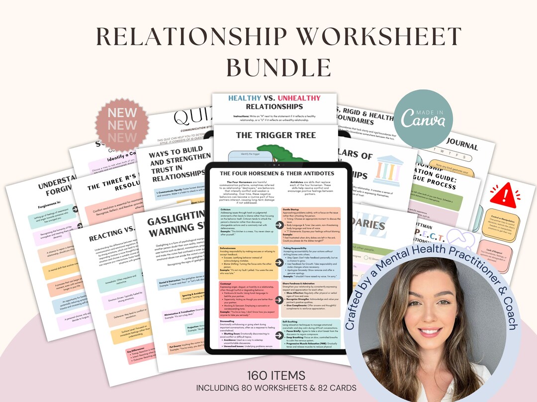 Relationship Worksheet Bundle Couple Therapy Resouces Marriage ...