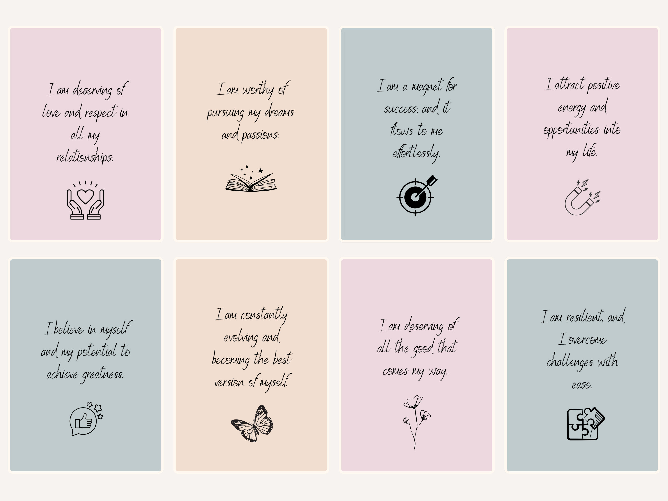 Positive Affirmations Printable Cards Affirmations Positive Quote Flash ...