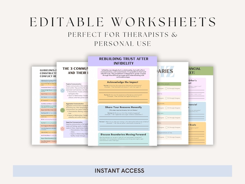Couples Therapy Worksheet Bundle: Relationship Counseling Tools - Etsy