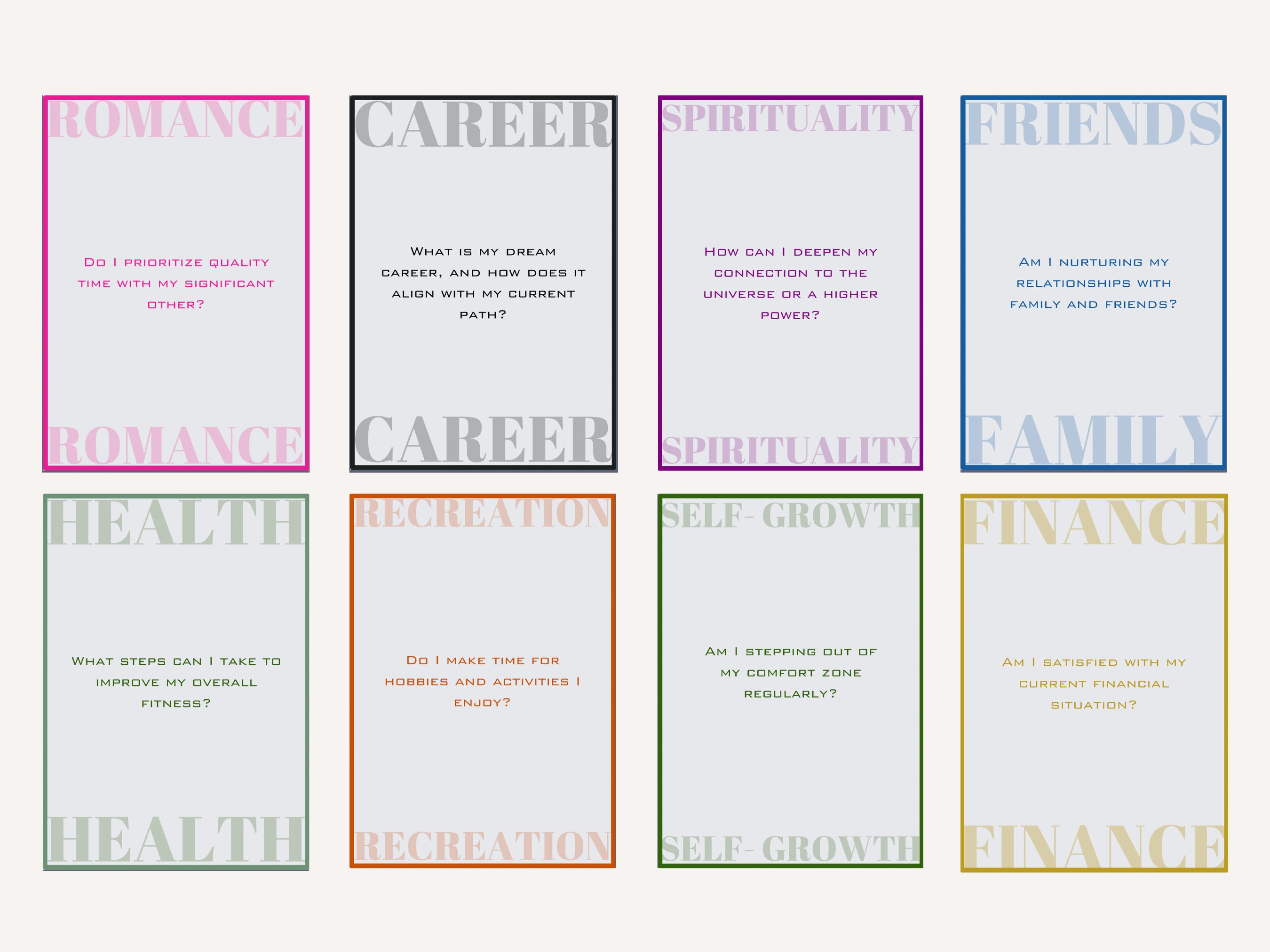 Wheel of Life Question Cards: Self-reflection & Life Balance (digital ...