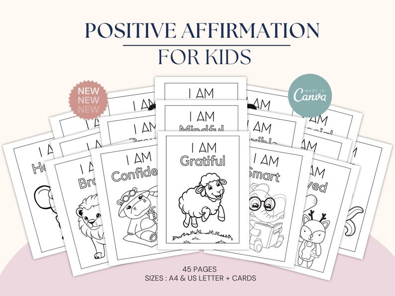 Positive Affirmation Worksheets for Kids Self-esteem Confidence ...