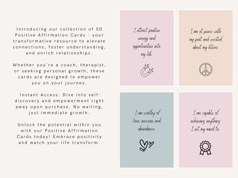 Positive Affirmations Printable Cards Affirmations Positive Quote Flash ...