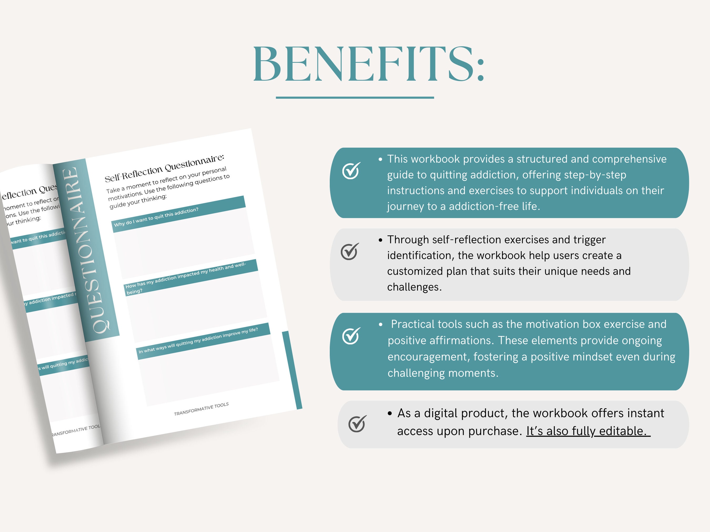 Addiction Recovery Workbook Template Overcome Addiction Counselling ...