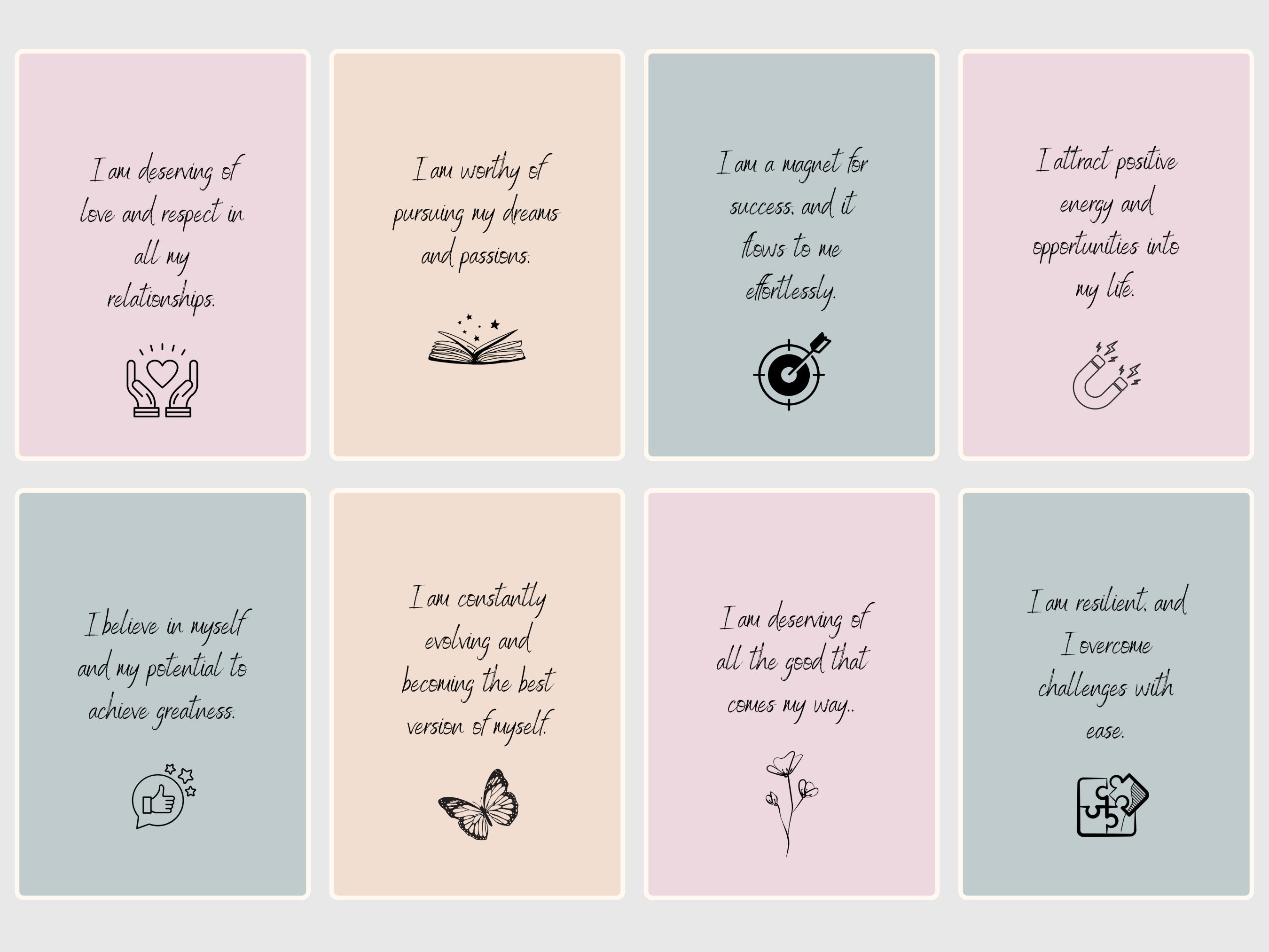 Positive Affirmations Printable Cards Inspirational Quote - Etsy