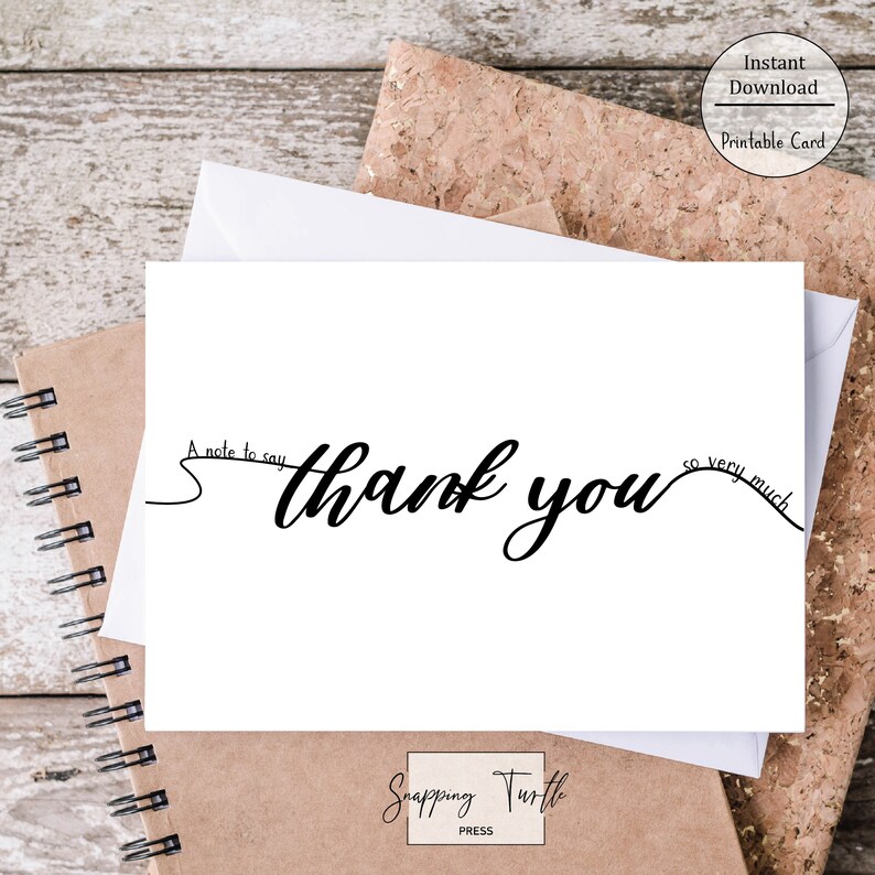 Thank You Note Printable Card, Instant Download PDF, DIY Card - Etsy