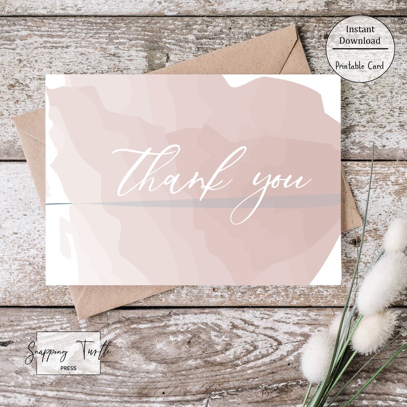 Thank You Printable Card Instant Download PDF DIY Card - Etsy