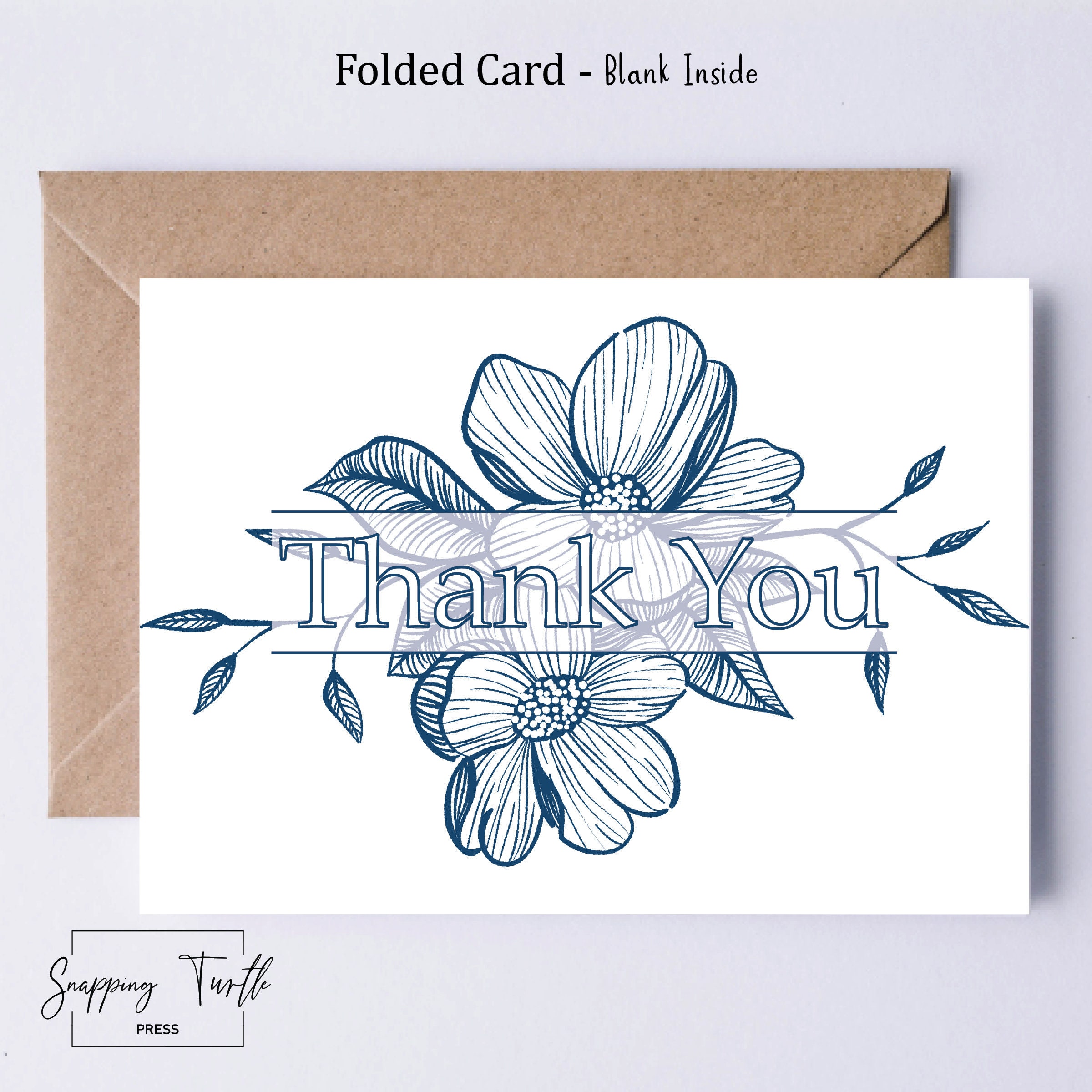 Printable Card Thank You Monogram, Instant Download PDF, DIY Card ...