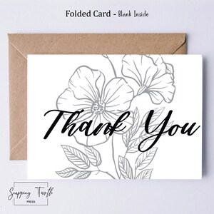 Thank You Note Printable Card, Instant Download PDF, DIY Card, Floral ...