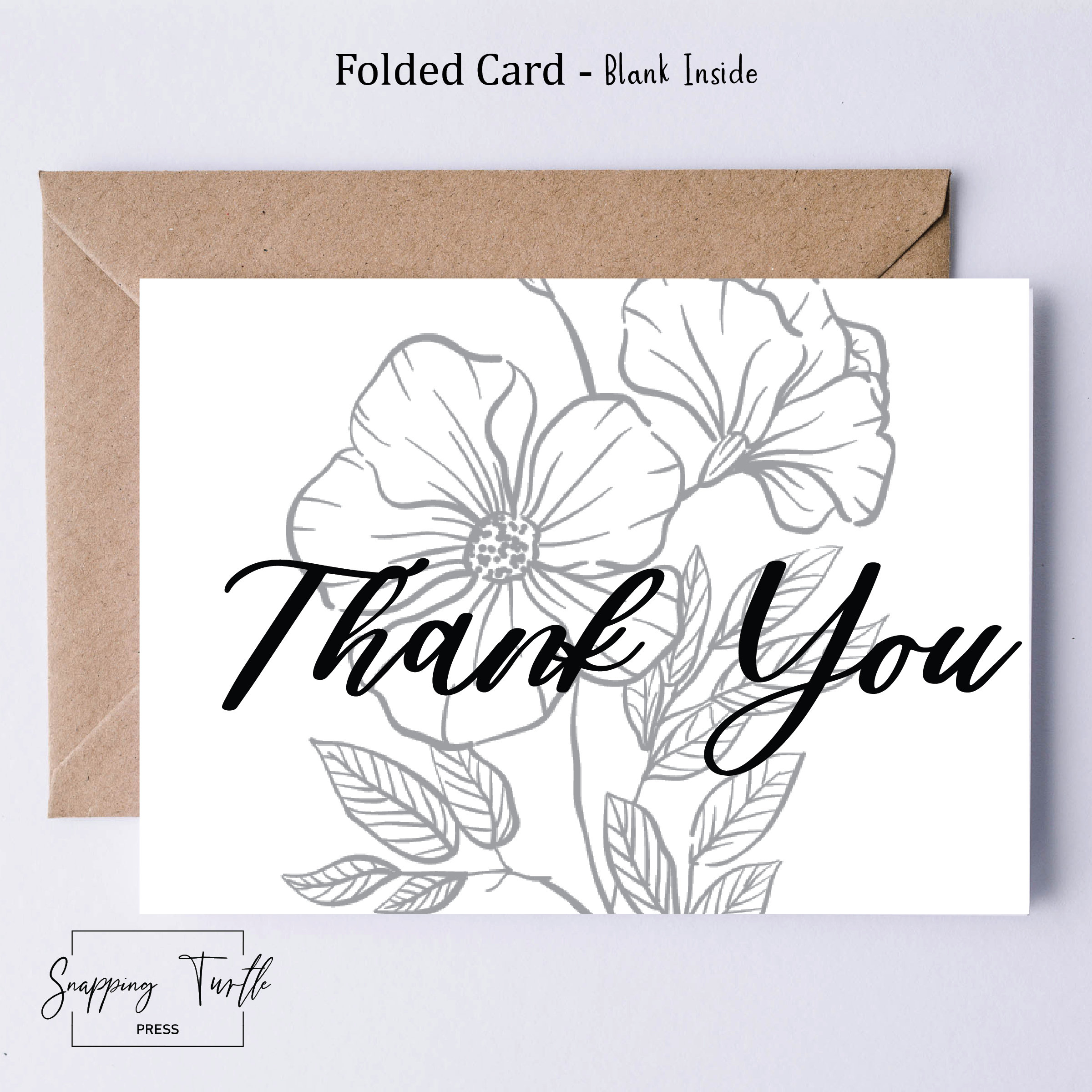 Thank You Note Printable Card, Instant Download PDF, DIY Card, Floral ...