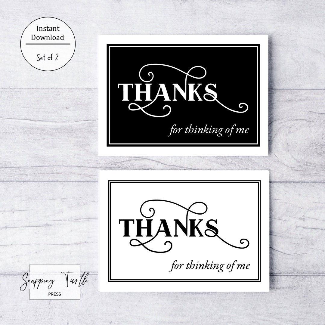 Set of 2 Printable Thank You Cards, Instant Download PDF, DIY Card ...