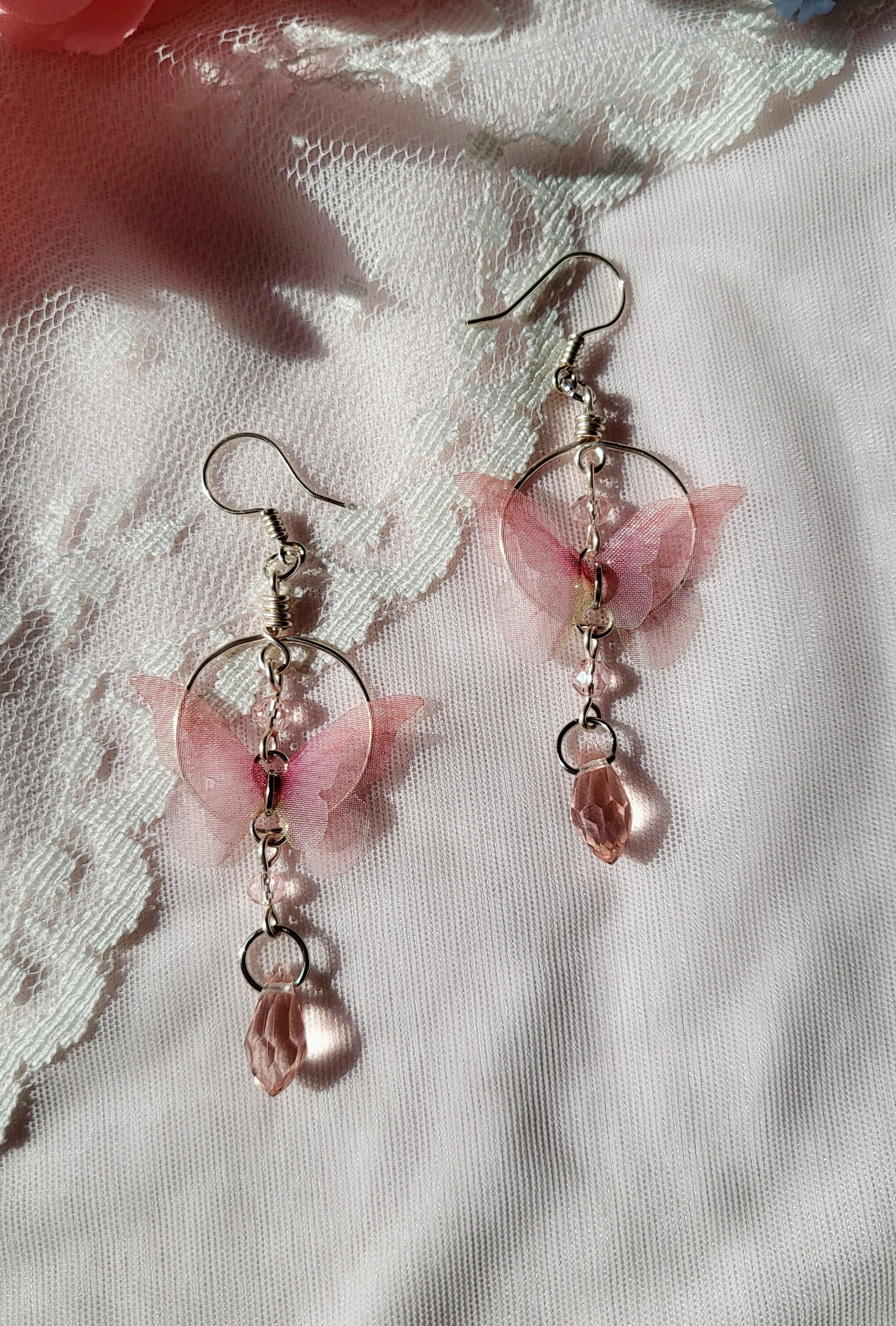 Geometric Pink Butterfly Drops - Etsy