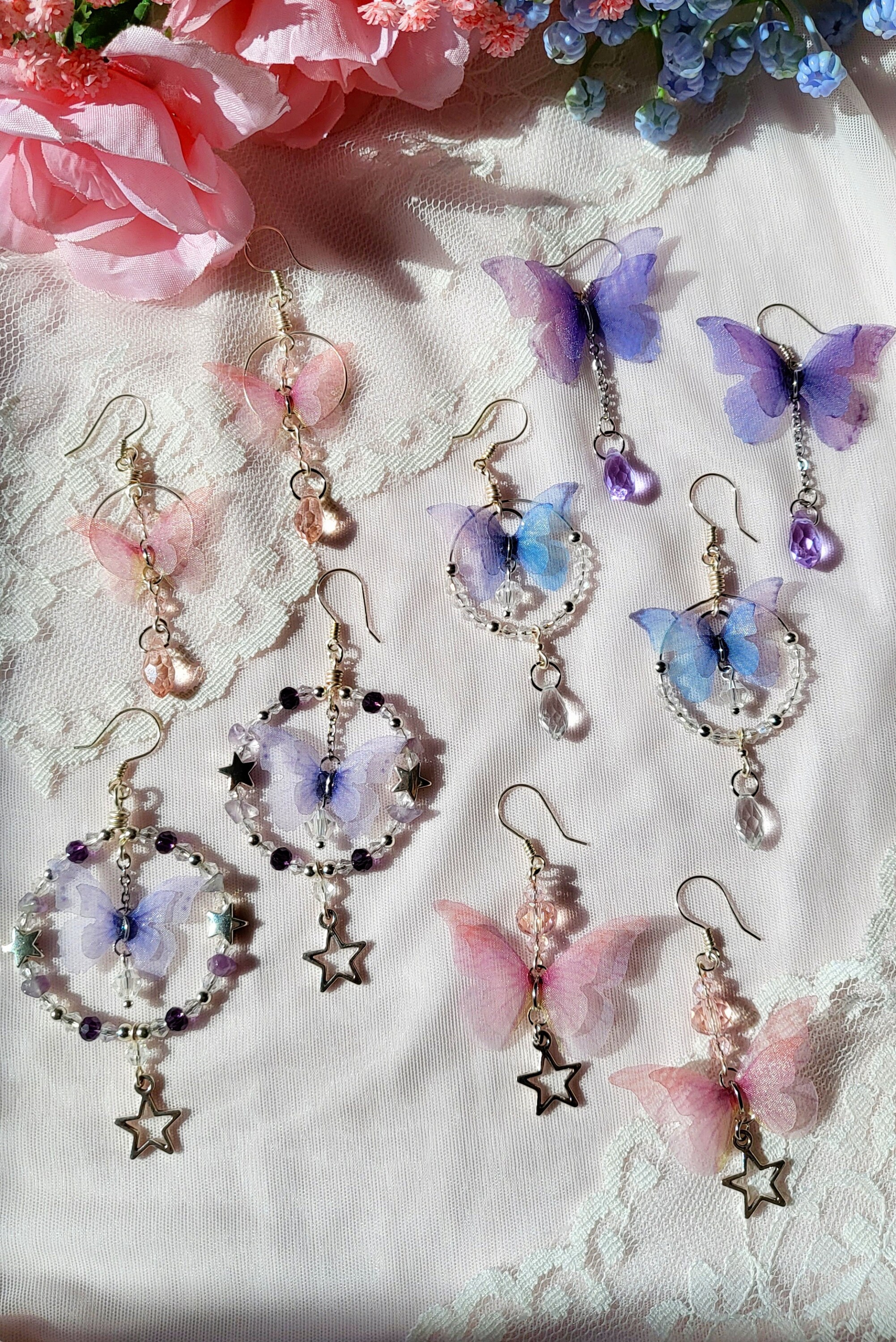 Geometric Pink Butterfly Drops - Etsy