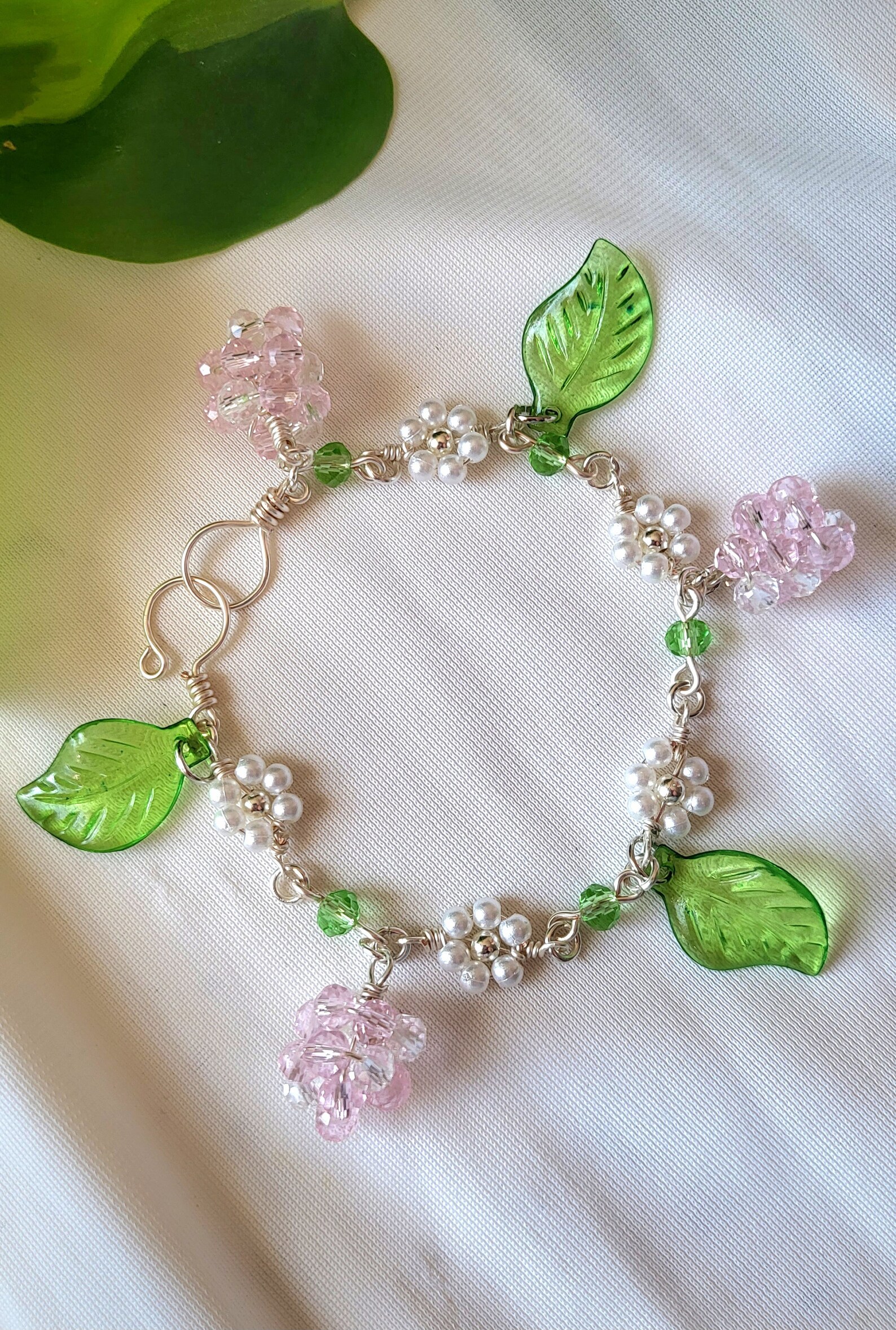 Raspberry Blackberry Pink Berry Flower Charm Bracelet - Etsy