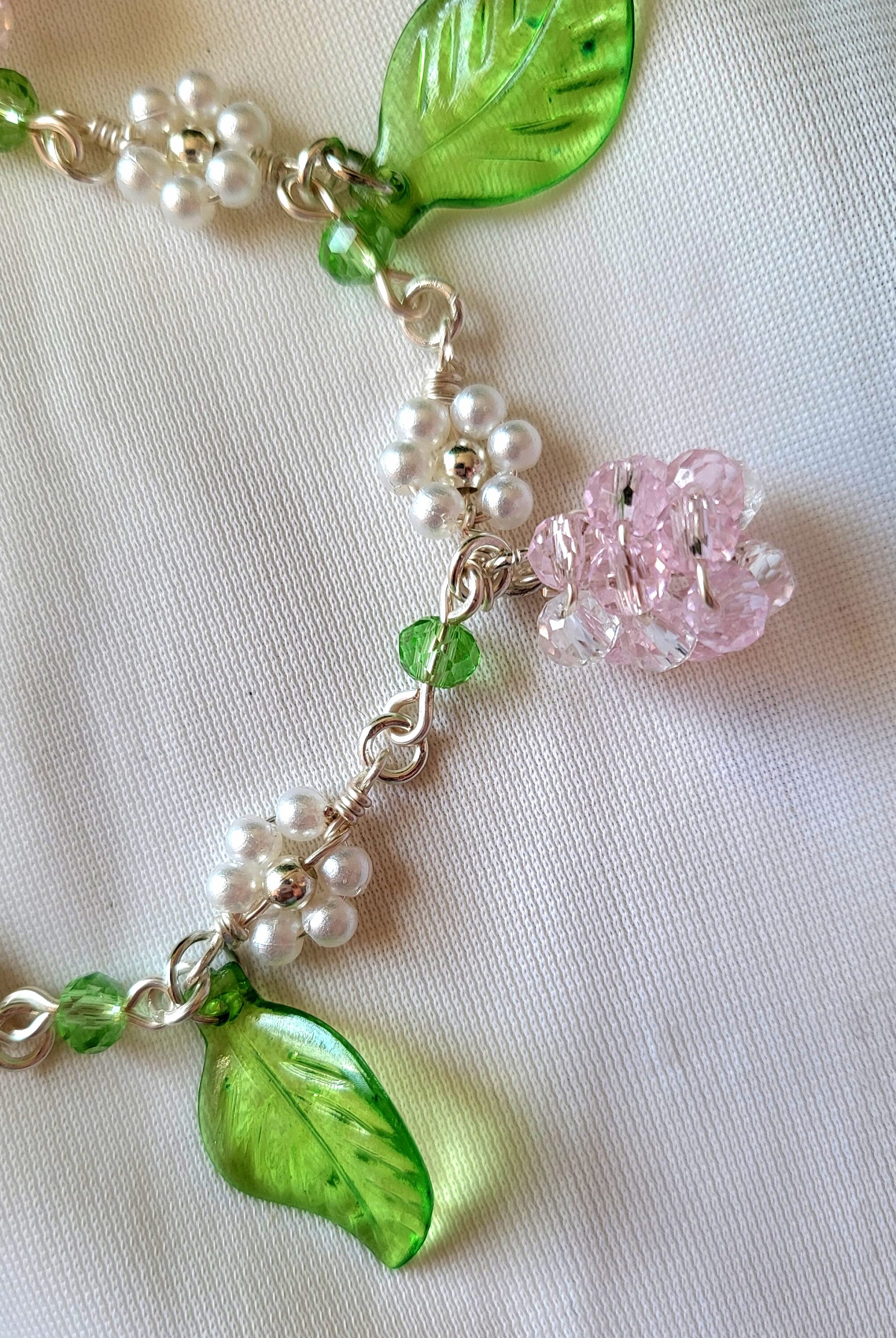 Raspberry Blackberry Pink Berry Flower Charm Bracelet - Etsy