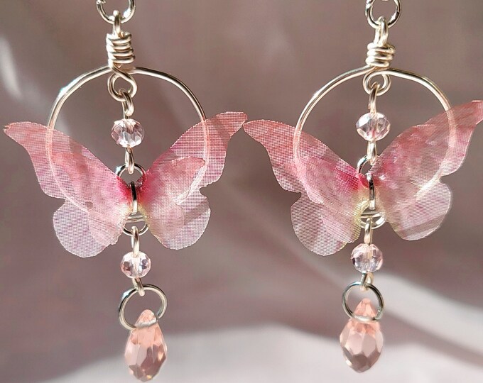 Geometric Pink Butterfly Drops - Etsy