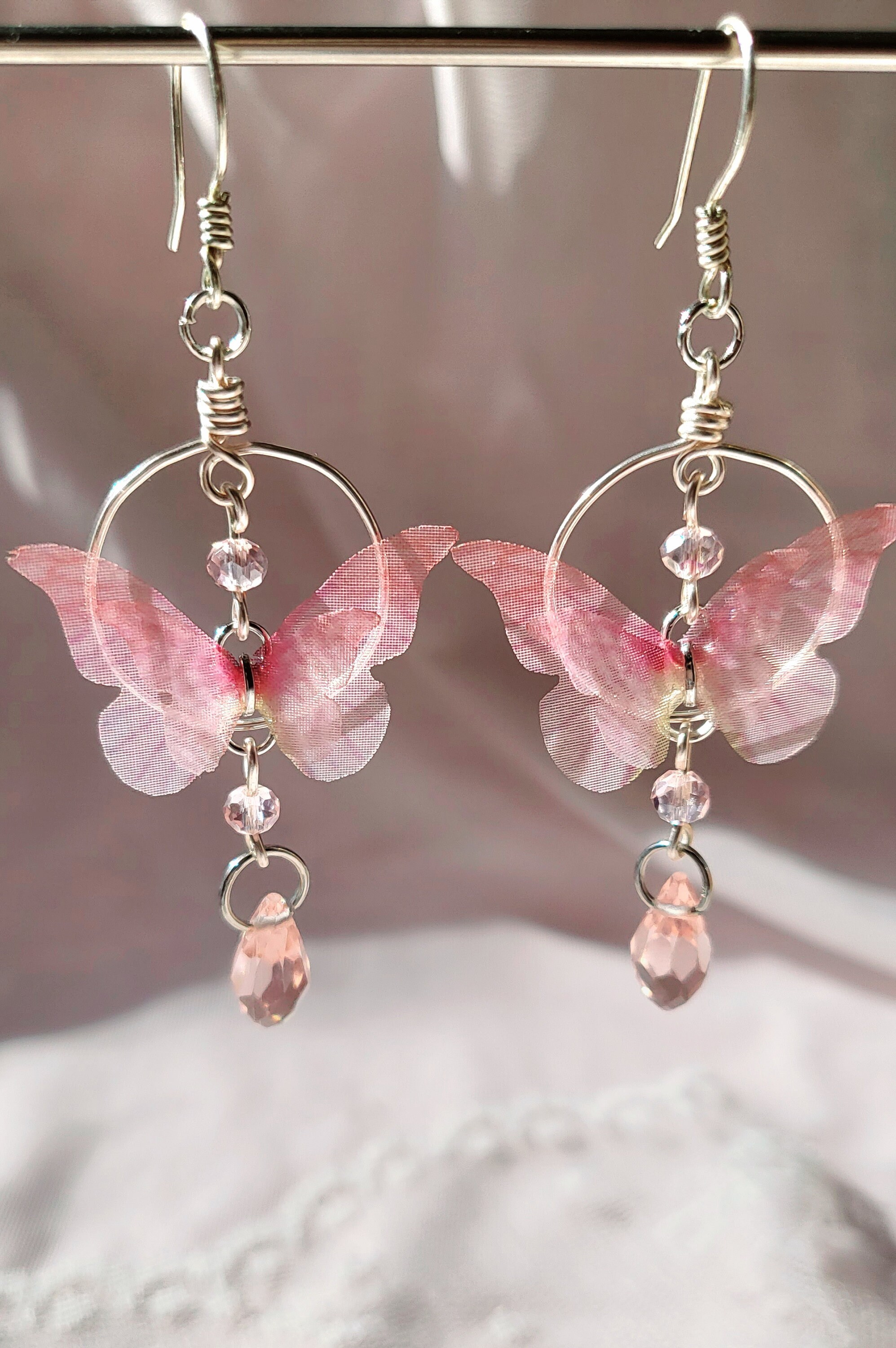 Geometric Pink Butterfly Drops - Etsy