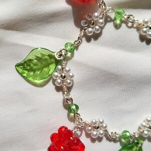 Raspberry Blackberry Pink Berry Flower Charm Bracelet - Etsy