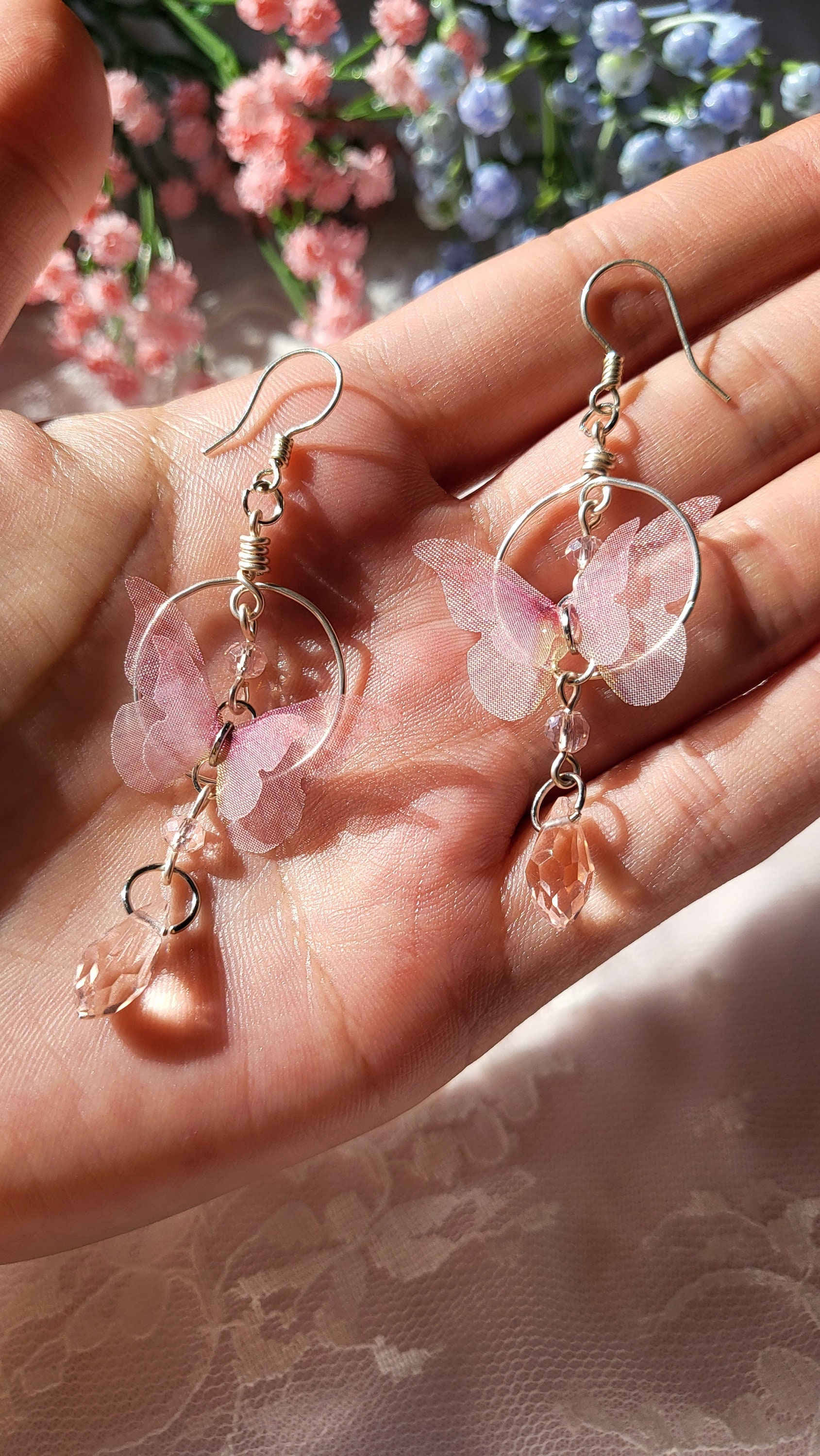 Geometric Pink Butterfly Drops - Etsy