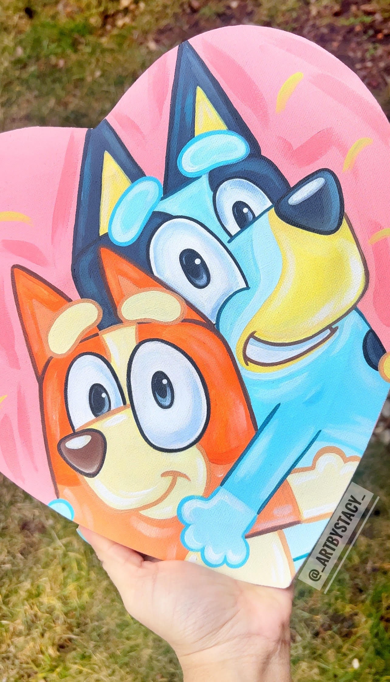 Bluey Heart Painting on Canvas | Valentines Day Gift Idea - Etsy