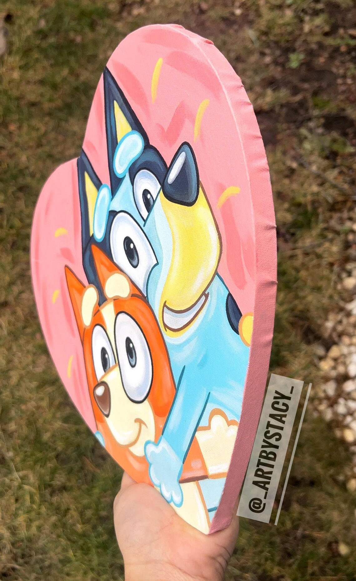 Bluey Heart Painting on Canvas | Valentines Day Gift Idea - Etsy