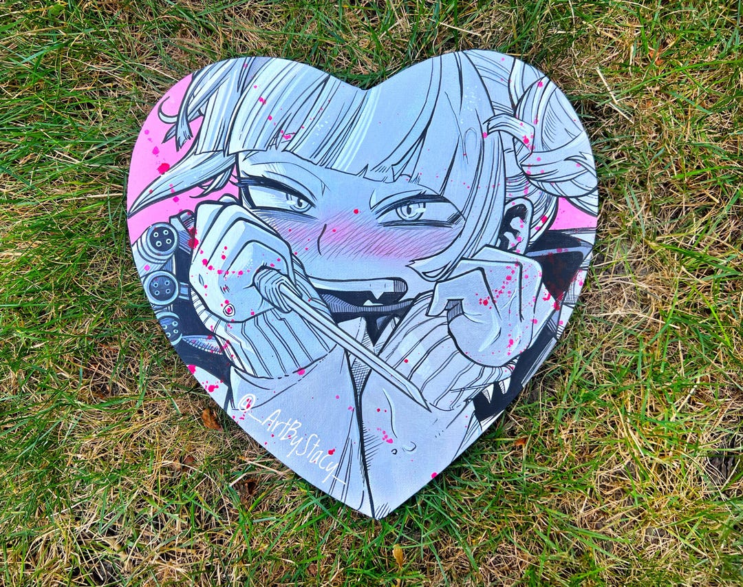 Toga Anime Painting | Heart Shape Canvas | Acrylic Painting - Etsy