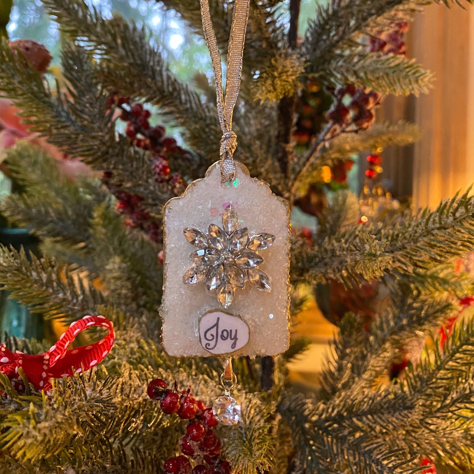 Snowflake Glitter Tag Ornaments With Word Sentiments - Etsy
