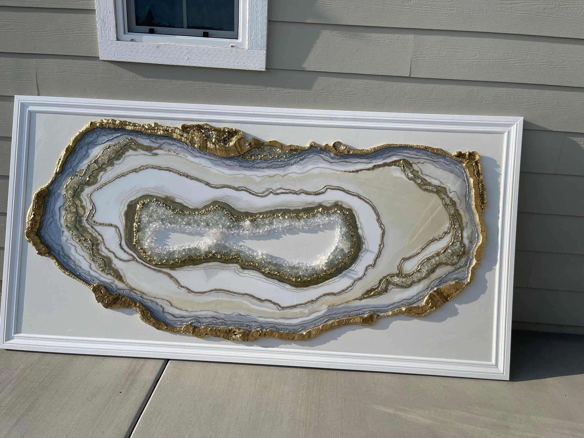 Large Framed Geode Resin Wall Art Decor - Etsy