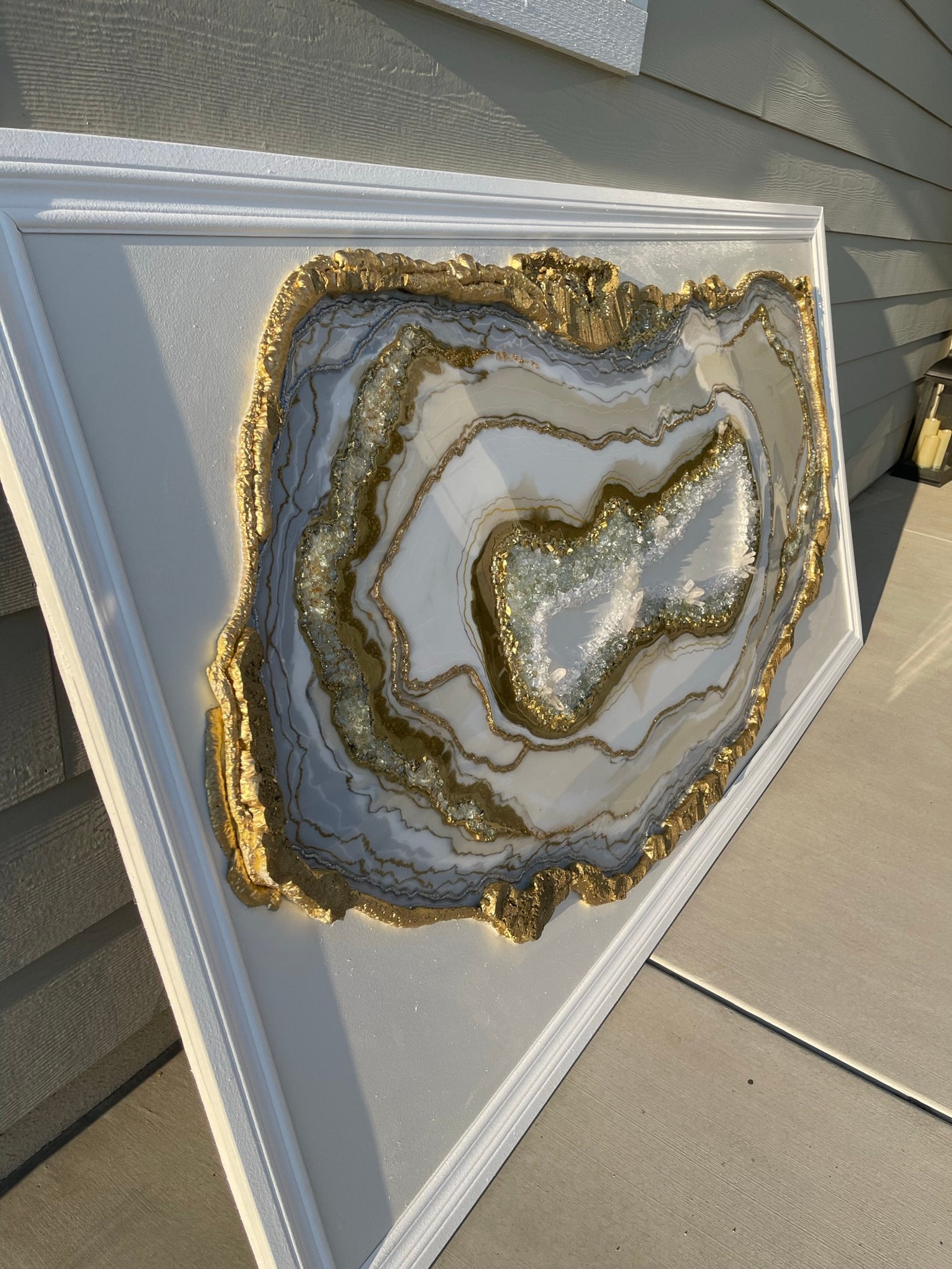 Large Framed Geode Resin Wall Art Decor - Etsy